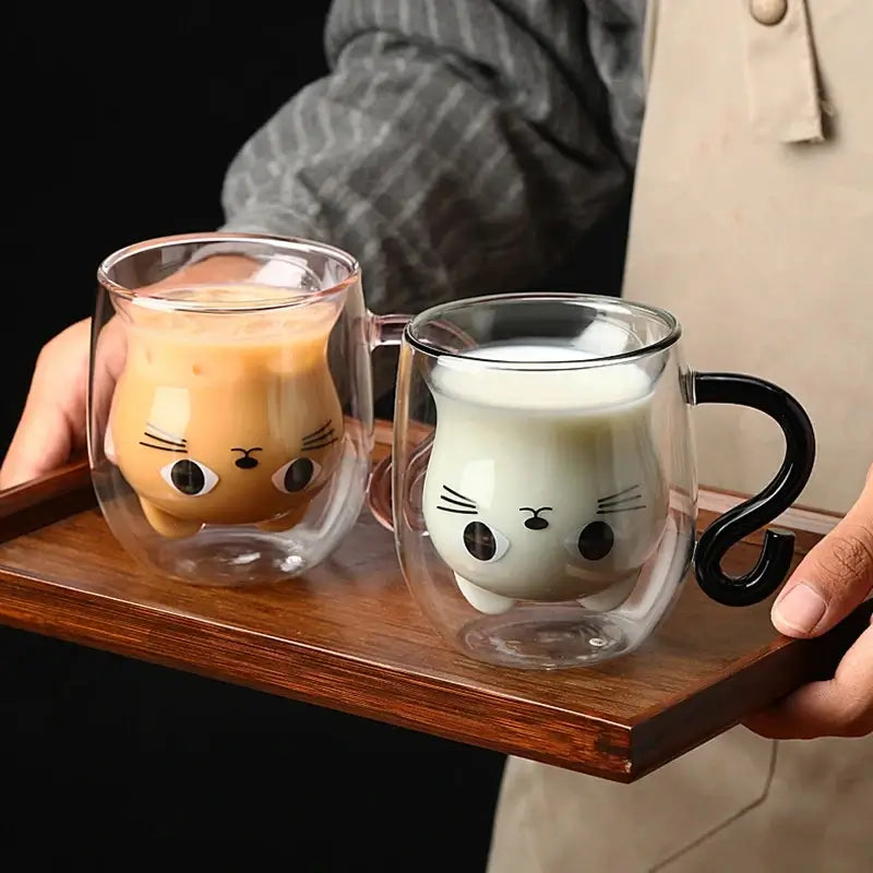 Caneca Miau Artesanal em Vidro Duplo